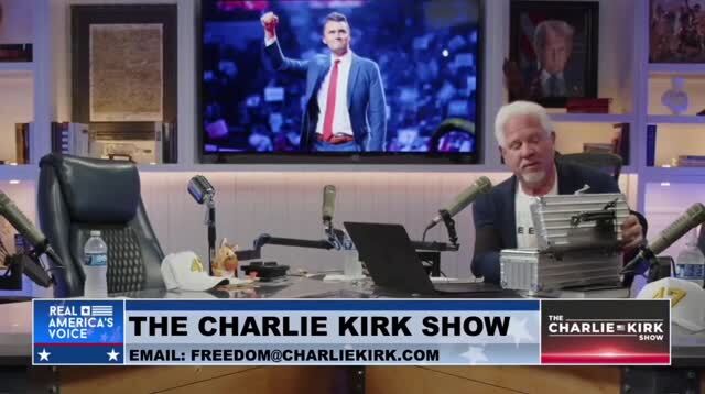 Glenn Beck Places Rush Limbaugh’s Golden Mic in front of Charlie Kirk’s ...